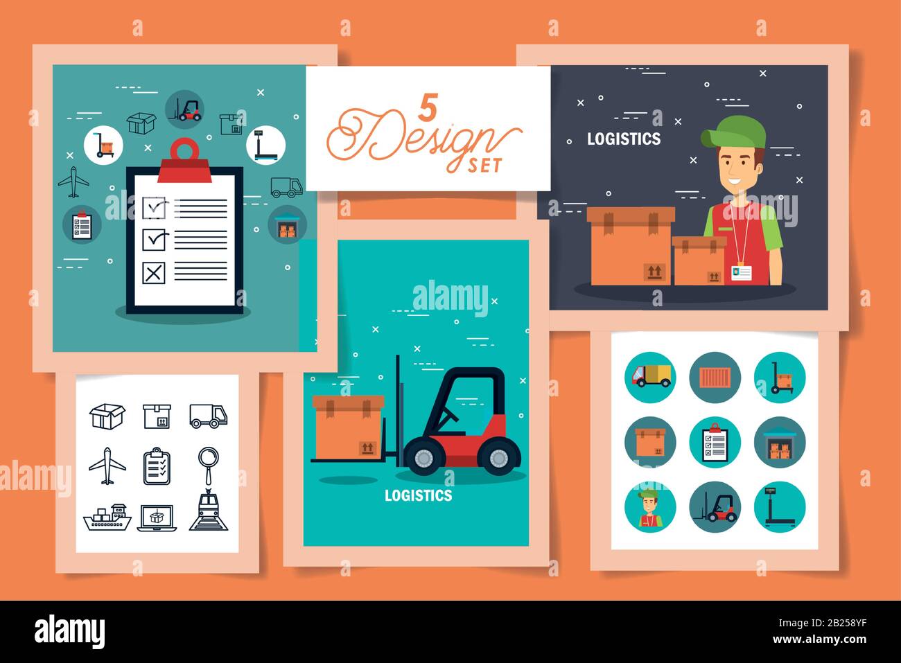 five designs of logistic service icons Stock Vector Image & Art - Alamy