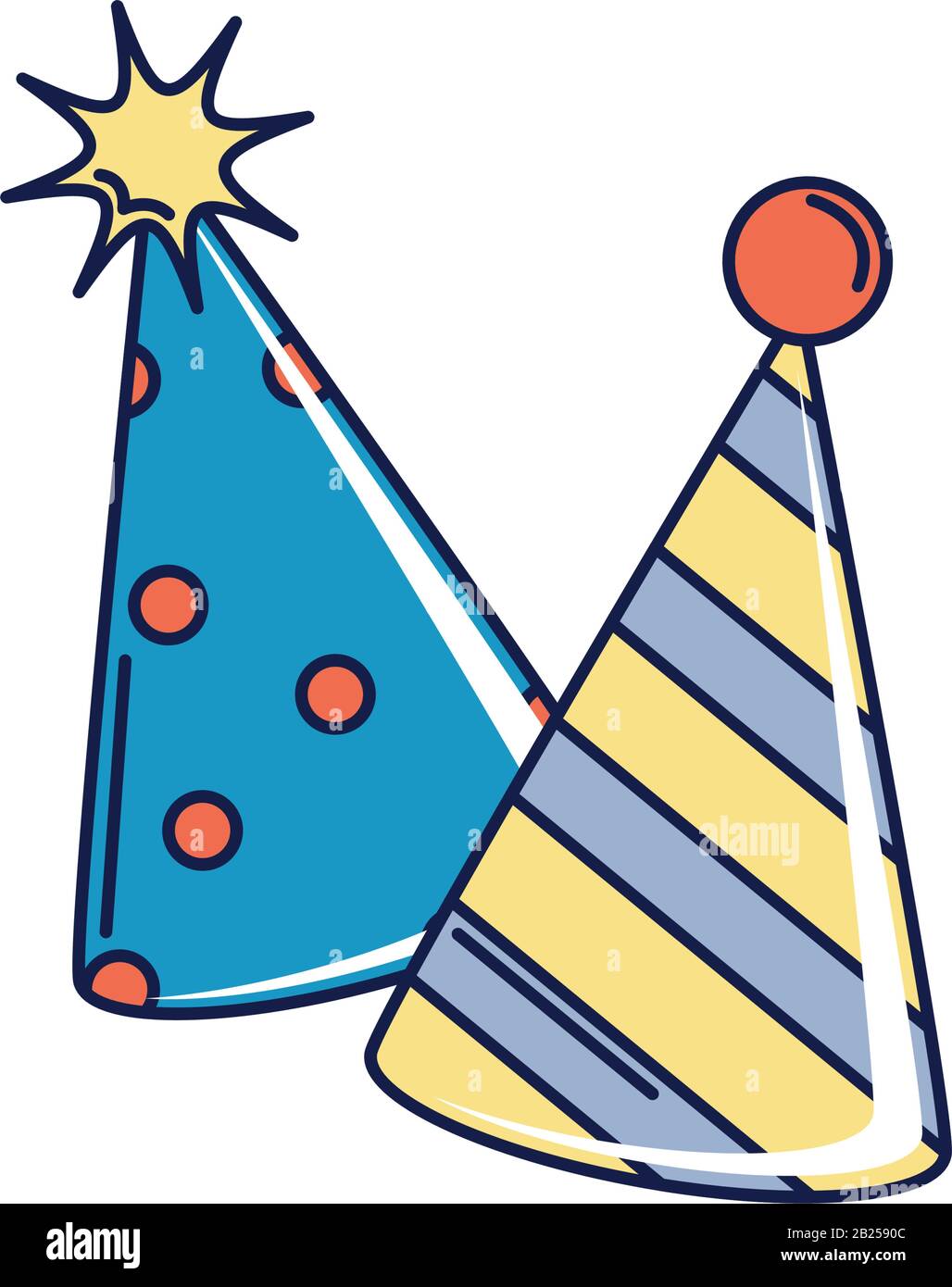happy birthday, party hats accessory decoration celebration vector ...