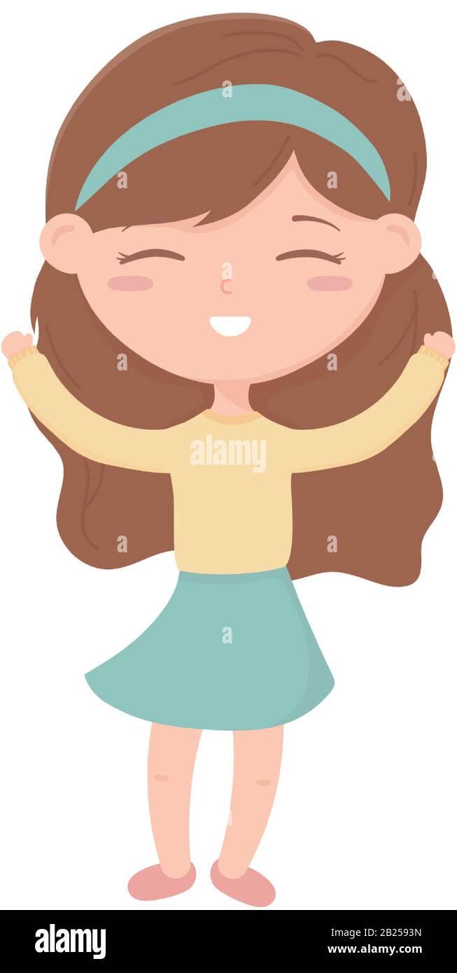 cute little girl hands up celebrating kids zone icon vector ...