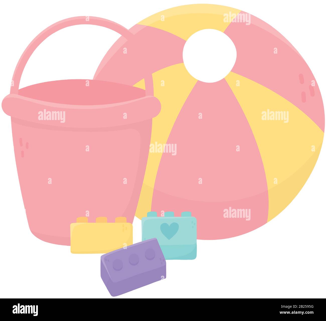 kids Zone Toys Bucket Ball Bricks Cartoon Vector Illustration Stock kids-zone-toys-bucket-ball-bricks-cartoon-vector-illustration-stock