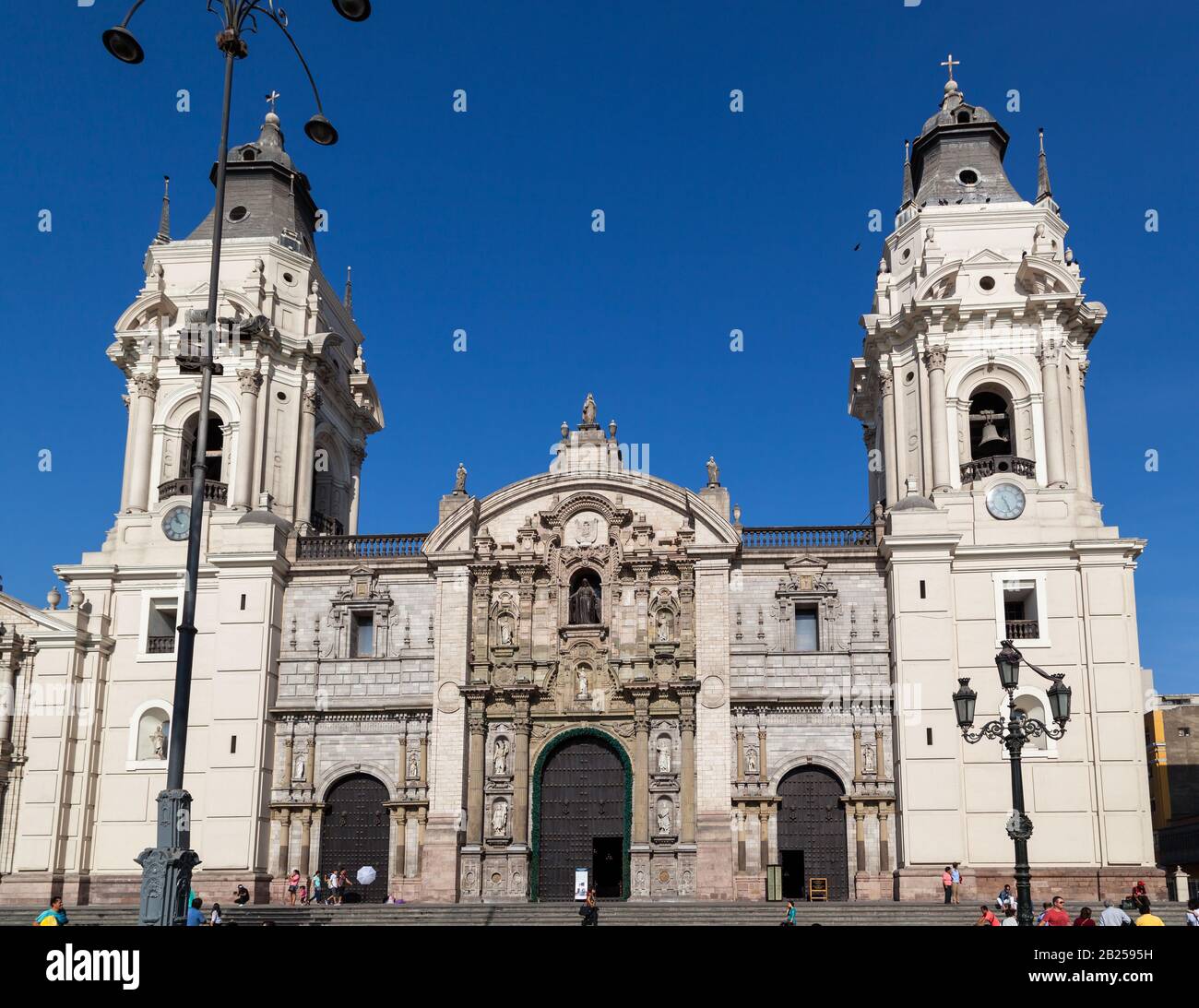 LIMA / PERU - May 10 2016: A Catholic Cathedral in the Plaza de Armas ...