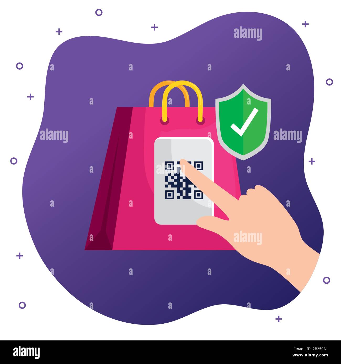 code qr in bag shopping with icons Stock Vector Image & Art - Alamy