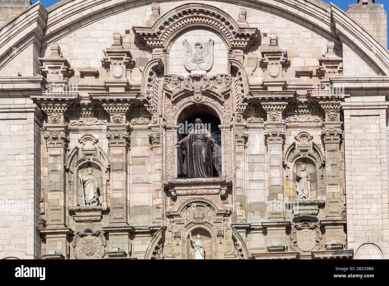 LIMA / PERU - May 10 2016: A Catholic Cathedral in the Plaza de Armas ...