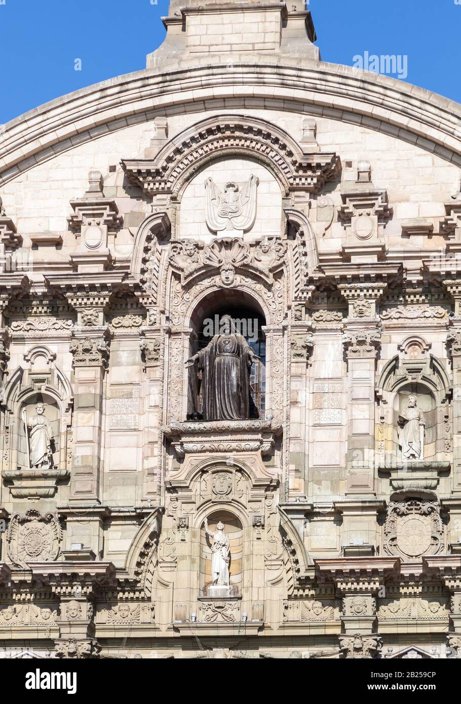 LIMA / PERU - May 10 2016: A Catholic Cathedral in the Plaza de Armas ...