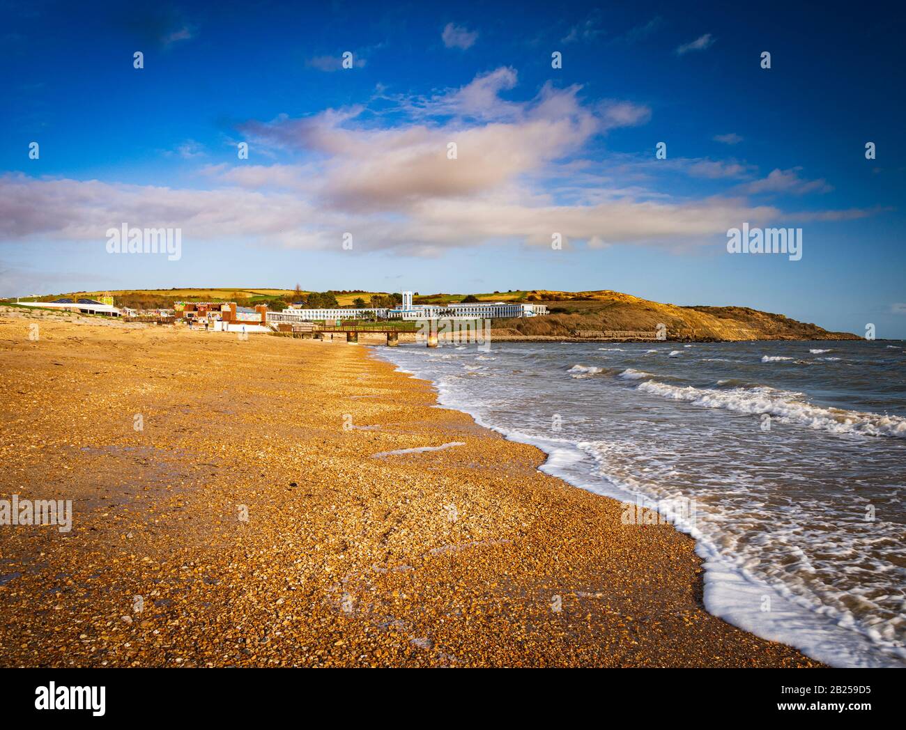 Shingle beach near sunset at Bowleaze Cove Weymouth Dorset Stock Photo ...