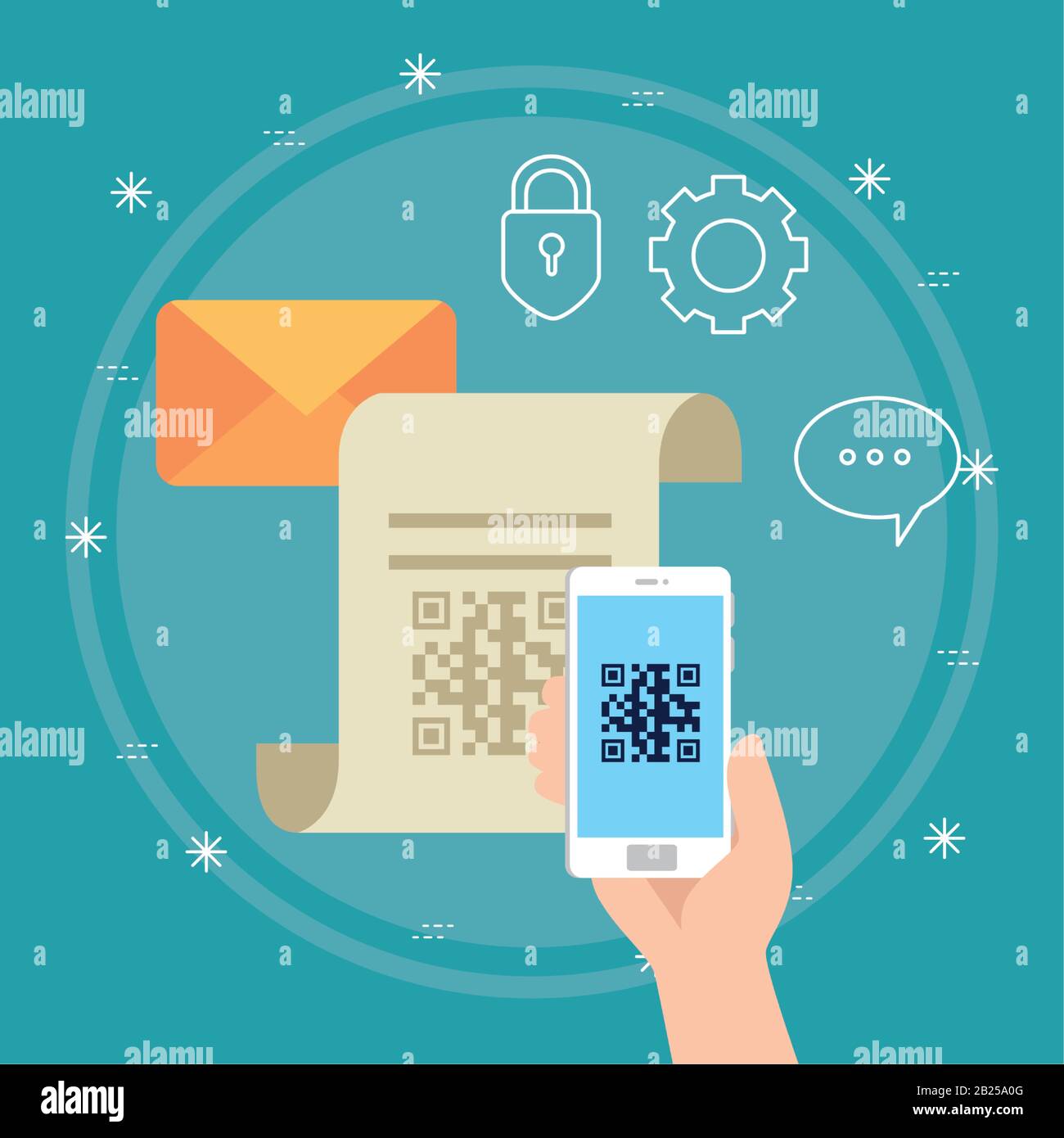 hand scan code qr with smartphone and icons Stock Vector Image & Art ...