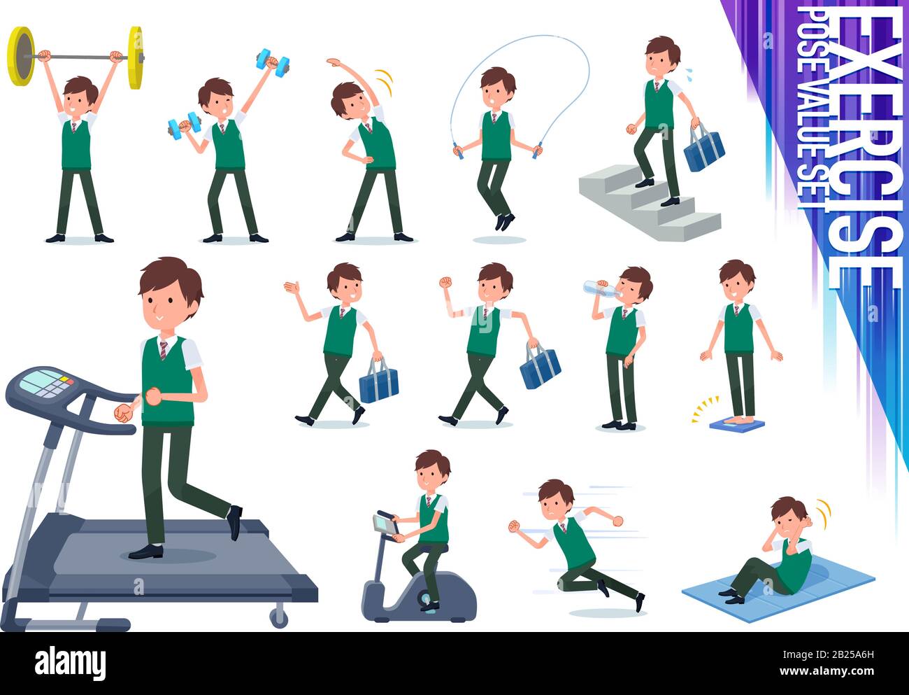 A set of short sleeve schoolboy on exercise and sports.There are ...