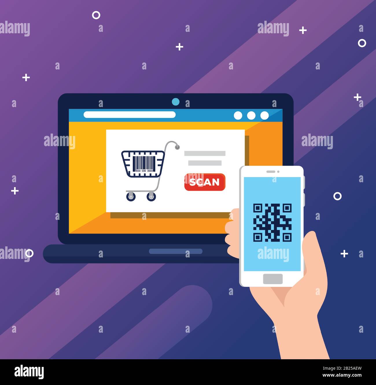 Qr code laptop icon scan hi-res stock photography and images - Alamy