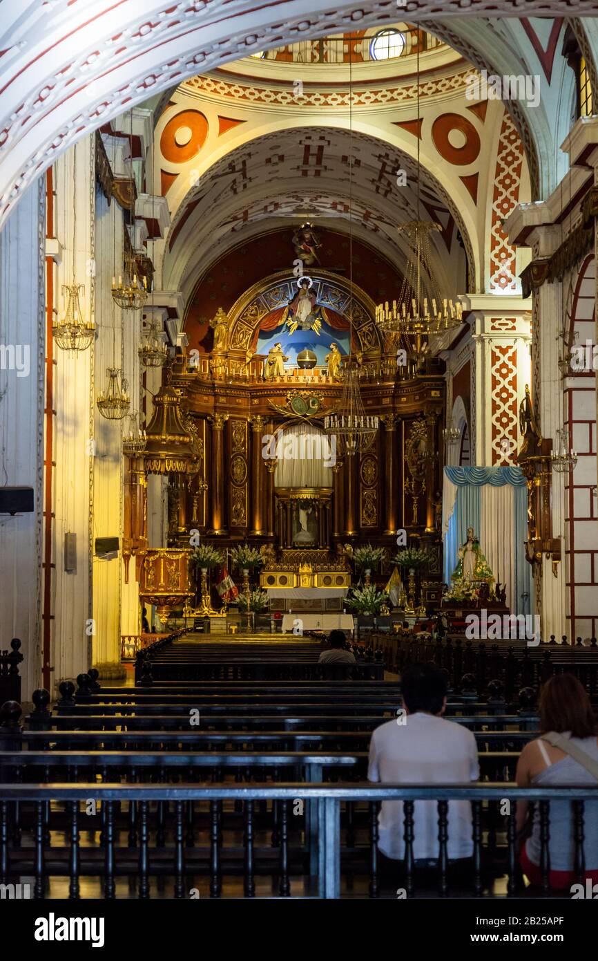 LIMA / PERU - May 10 2016: The interior of the beautifully decorated ...