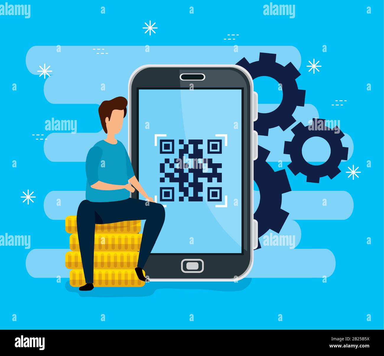Person scanning qr code illustration Stock Vector Images - Alamy