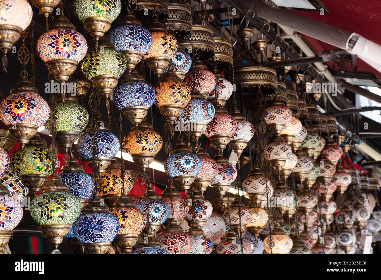 Lamps with patterns of traditional Turkish architecture. Photographed ...