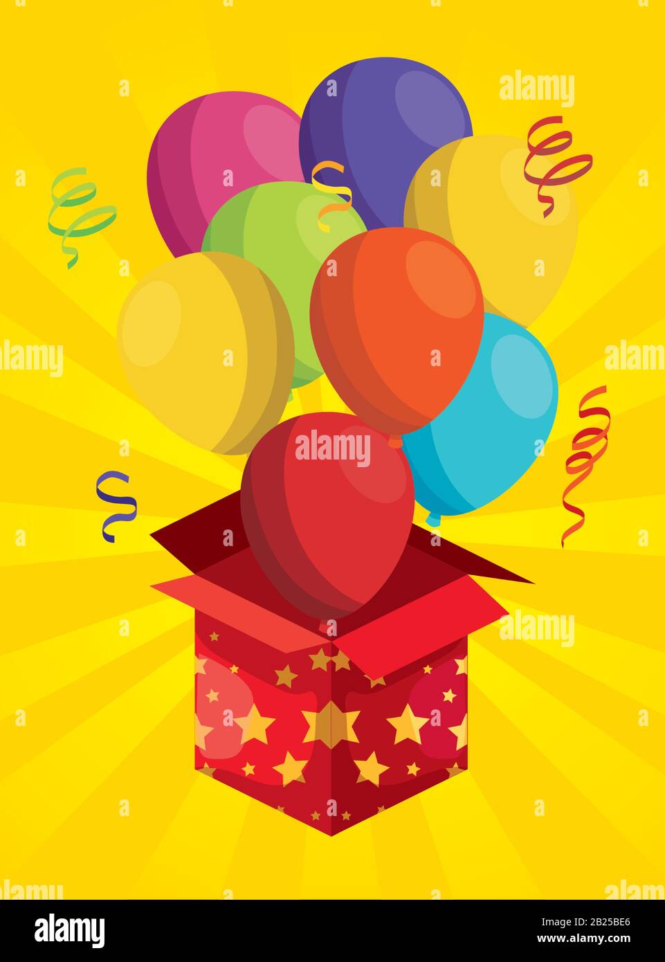 balloons helium in box with stars decoration Stock Vector Image & Art ...