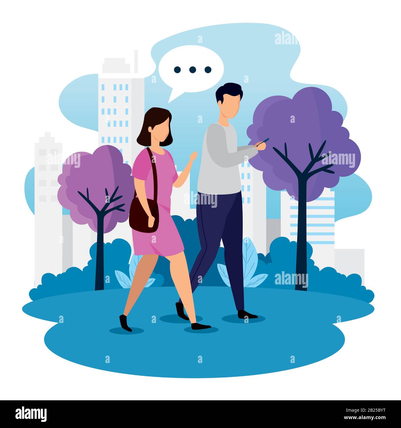 urban scene with couple talking Stock Vector Image & Art - Alamy