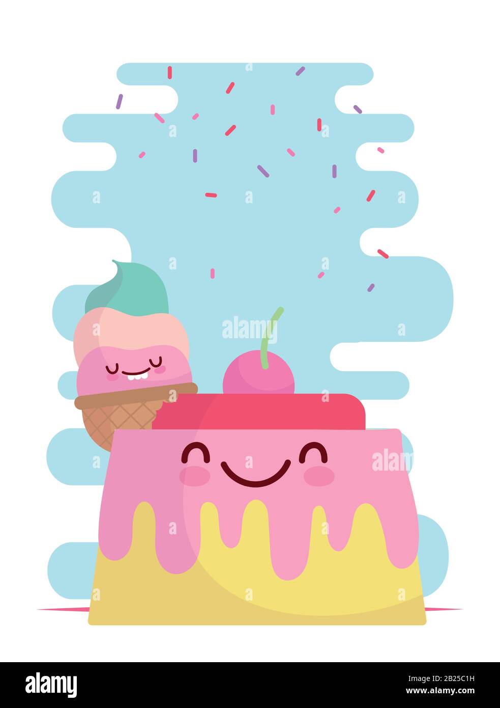jelly and ice cream menu character cartoon food cute vector ...