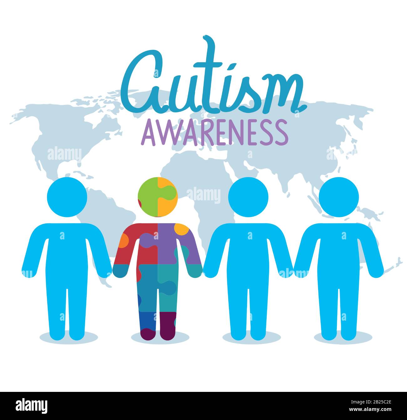 world autism day with silhouettes person Stock Vector Image & Art - Alamy