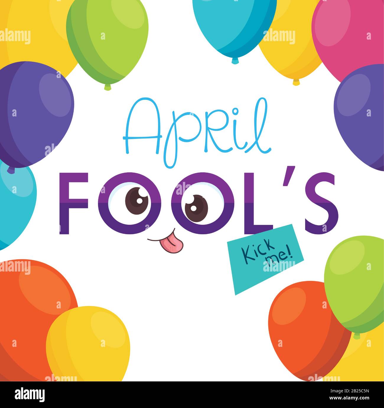 april fools day with crazy eyes and balloons helium Stock Vector Image ...