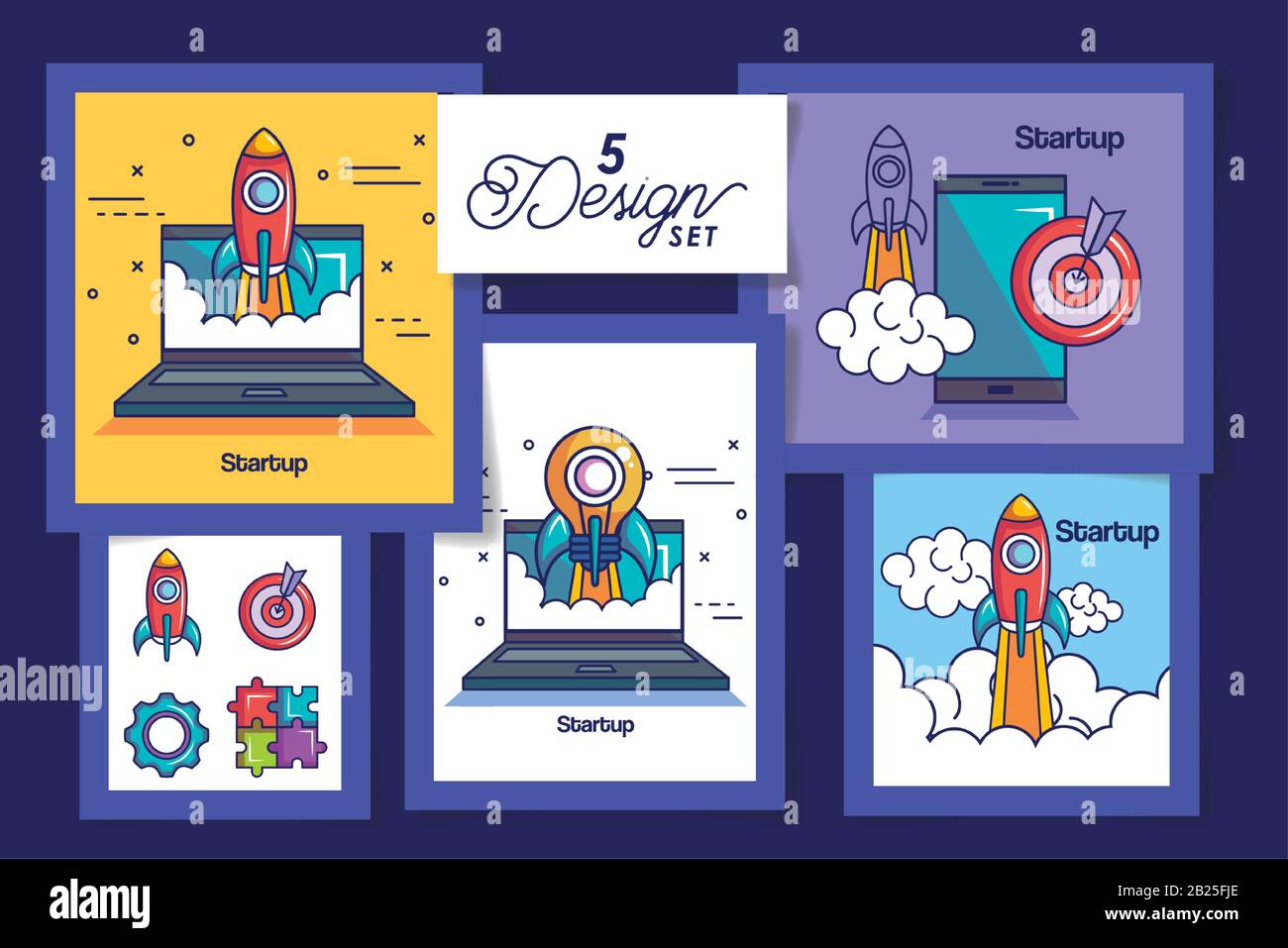 five designs of startup business icons Stock Vector Image & Art - Alamy