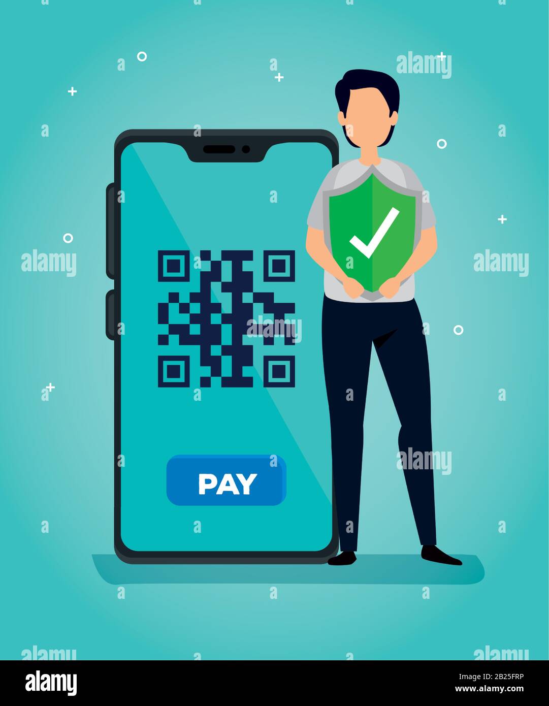 Person qr code scanning illustration Stock Vector Images - Alamy