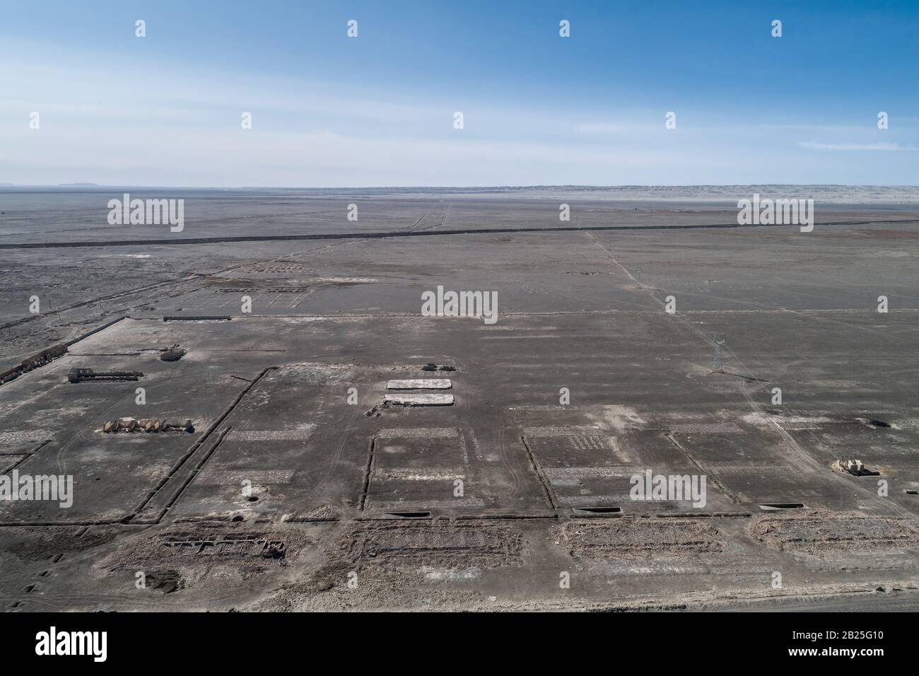 aerial view of the ruins of the abandoned oil town, Lenghu, China Stock ...