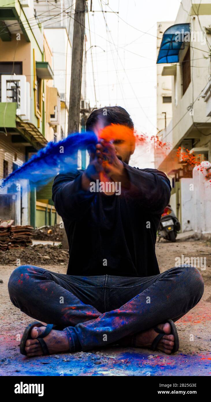 Holi color splash. holi is a festival of India. It is festival of ...