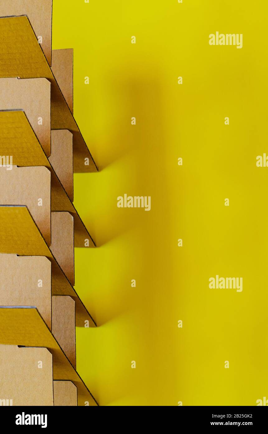 Paper box cutting and set as square shape on yellow background for ...