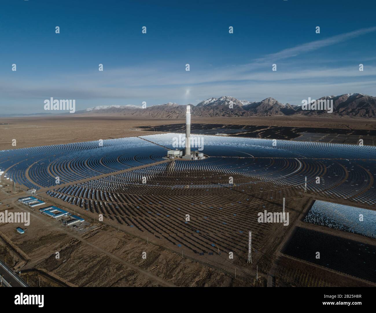 Aerial view of solar thermal plant Stock Photo - Alamy