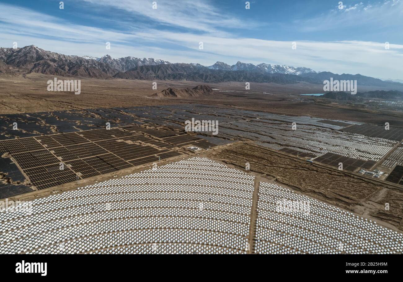 Aerial view of solar thermal plant Stock Photo - Alamy