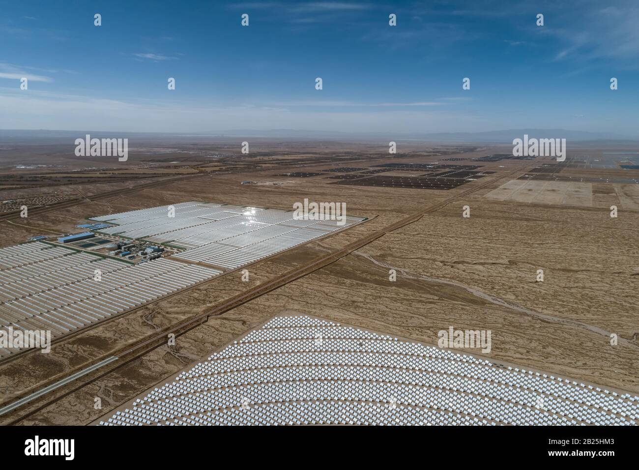 Aerial view of solar thermal plant Stock Photo - Alamy