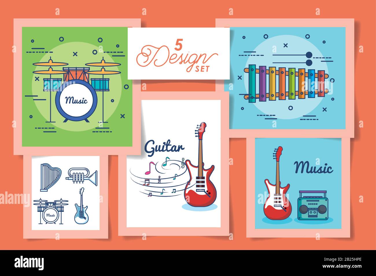 five designs of instruments music icons Stock Vector Image & Art - Alamy