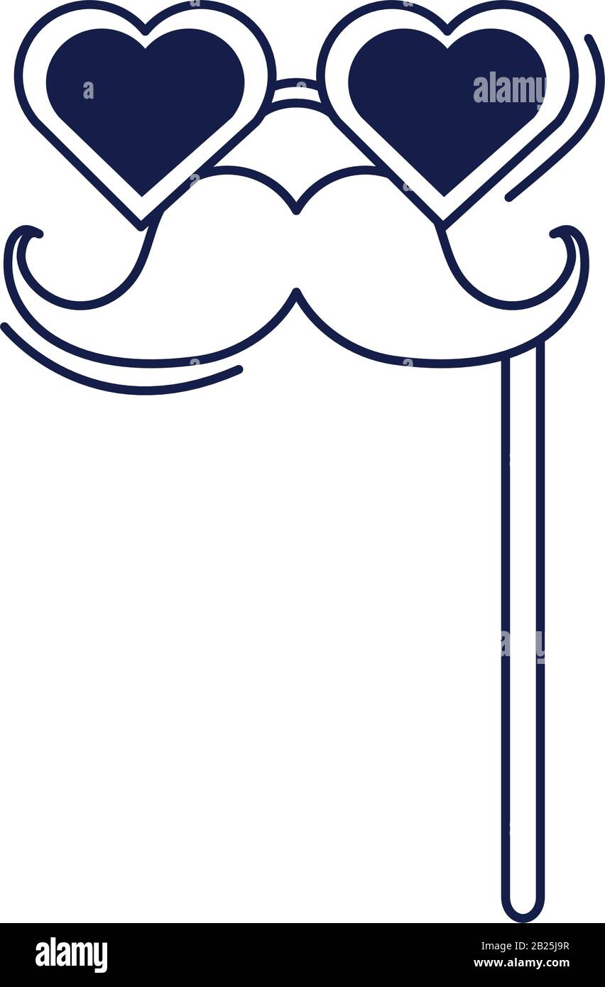 happy birthday, moustache on stick with glasses mask celebration party ...