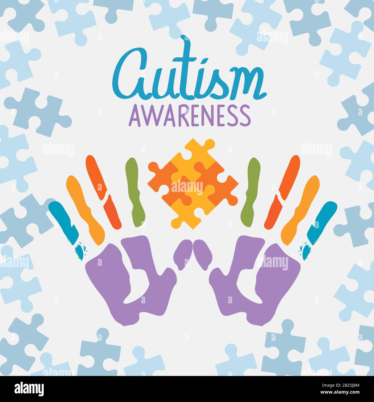 world autism day with handprints Stock Vector Image & Art - Alamy