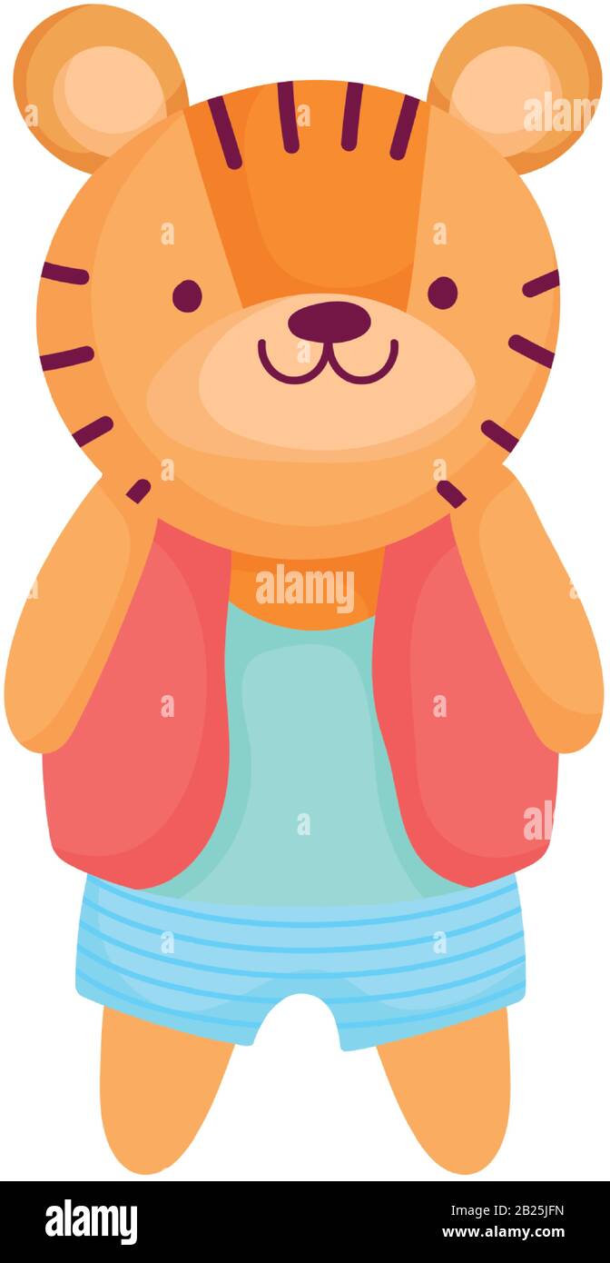 cute tiger child animal cartoon character vector illustration Stock ...