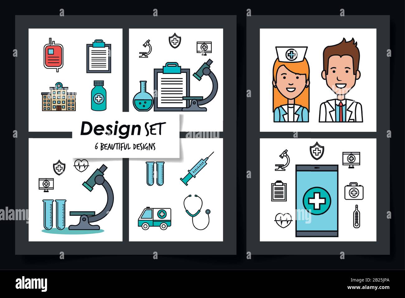 six designs of doctors and medicine icons Stock Vector Image & Art - Alamy