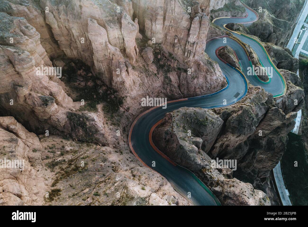 aerial view of a steep mountain road Stock Photo - Alamy