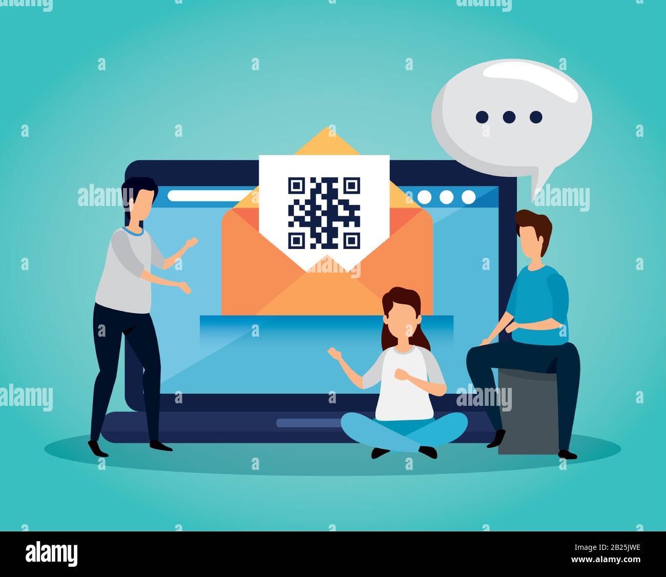 Qr code laptop icon scan Stock Vector Images - Alamy