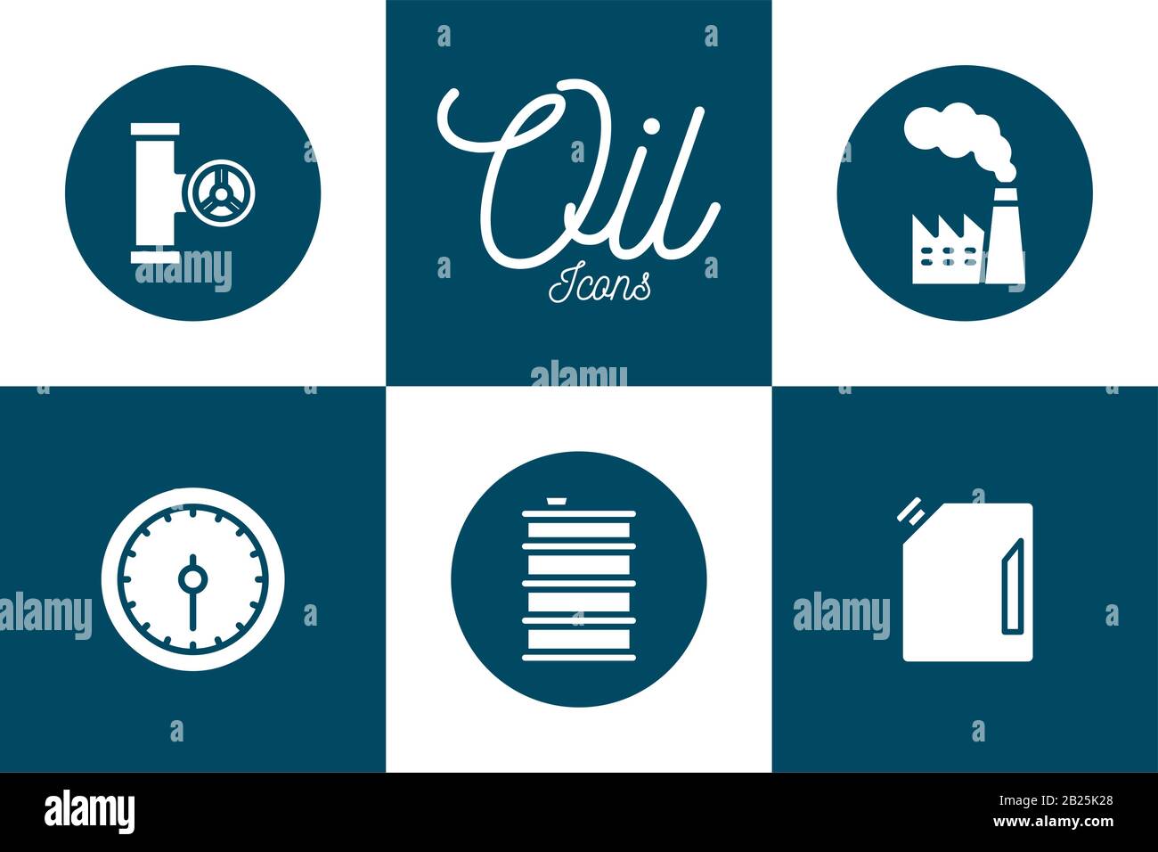Isolated oil industry block and flat style icon set vector design Stock ...
