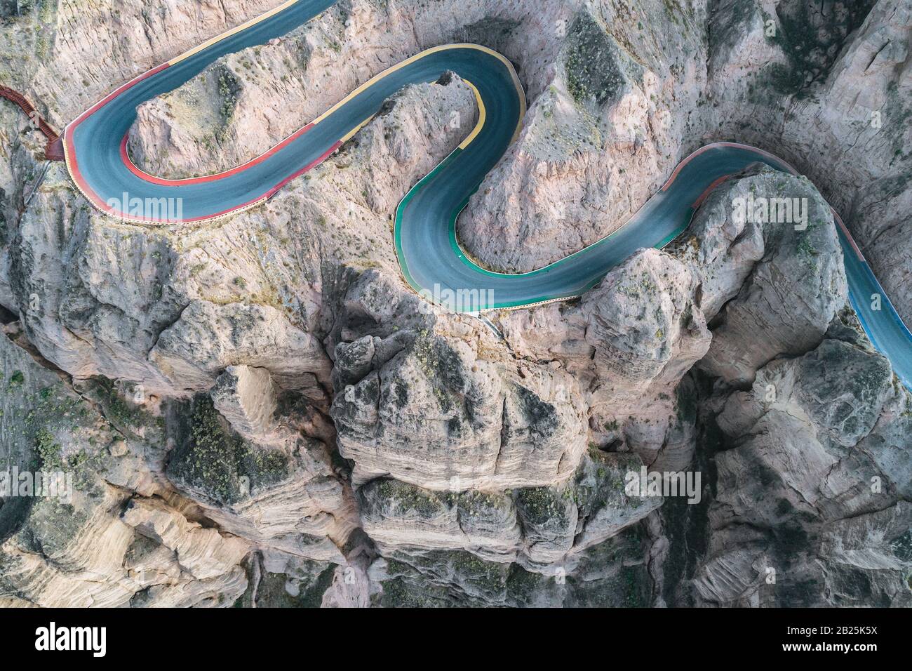 aerial view of a steep mountain road Stock Photo - Alamy