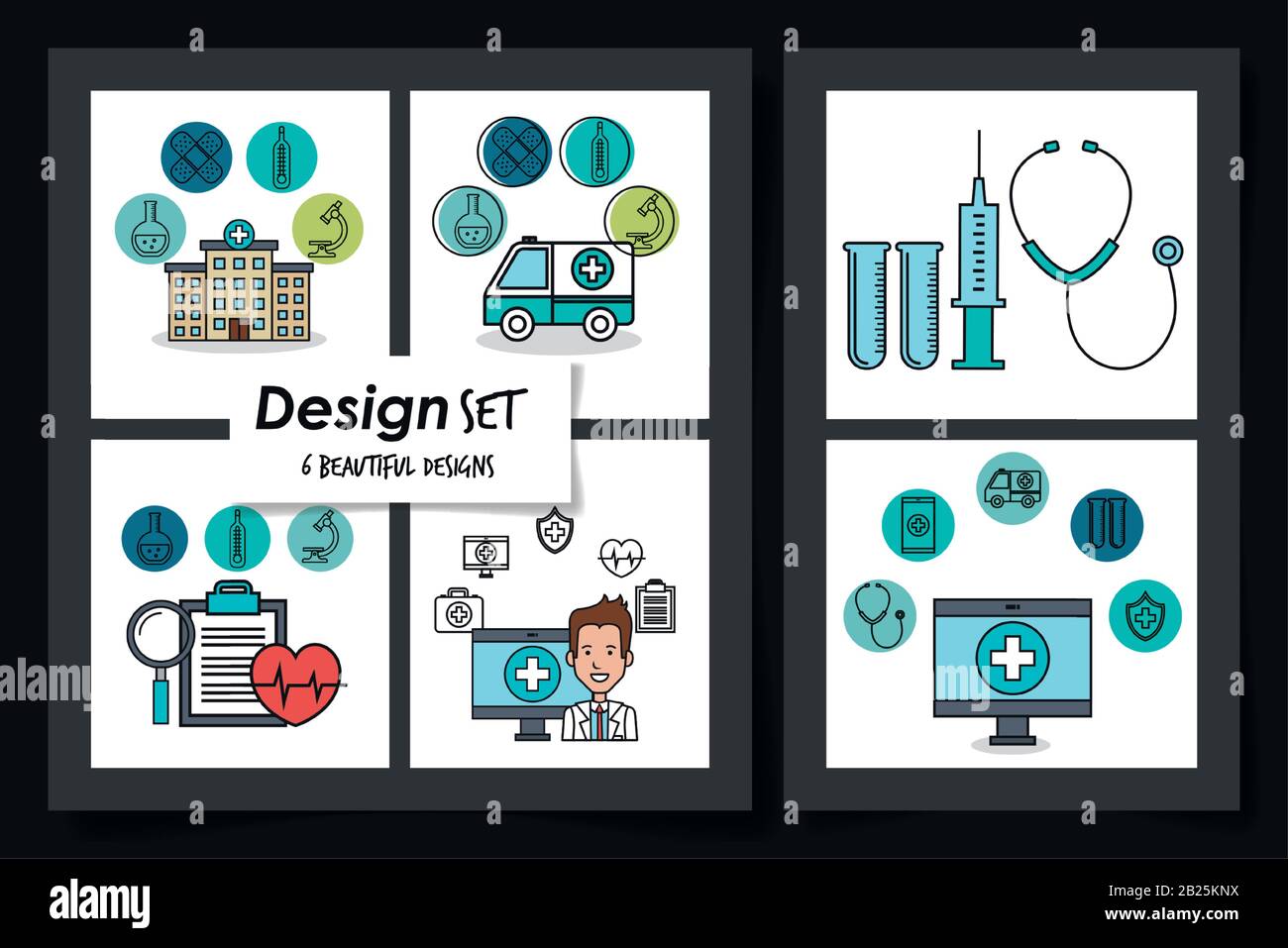 six designs of doctor and medicine icons Stock Vector Image & Art - Alamy