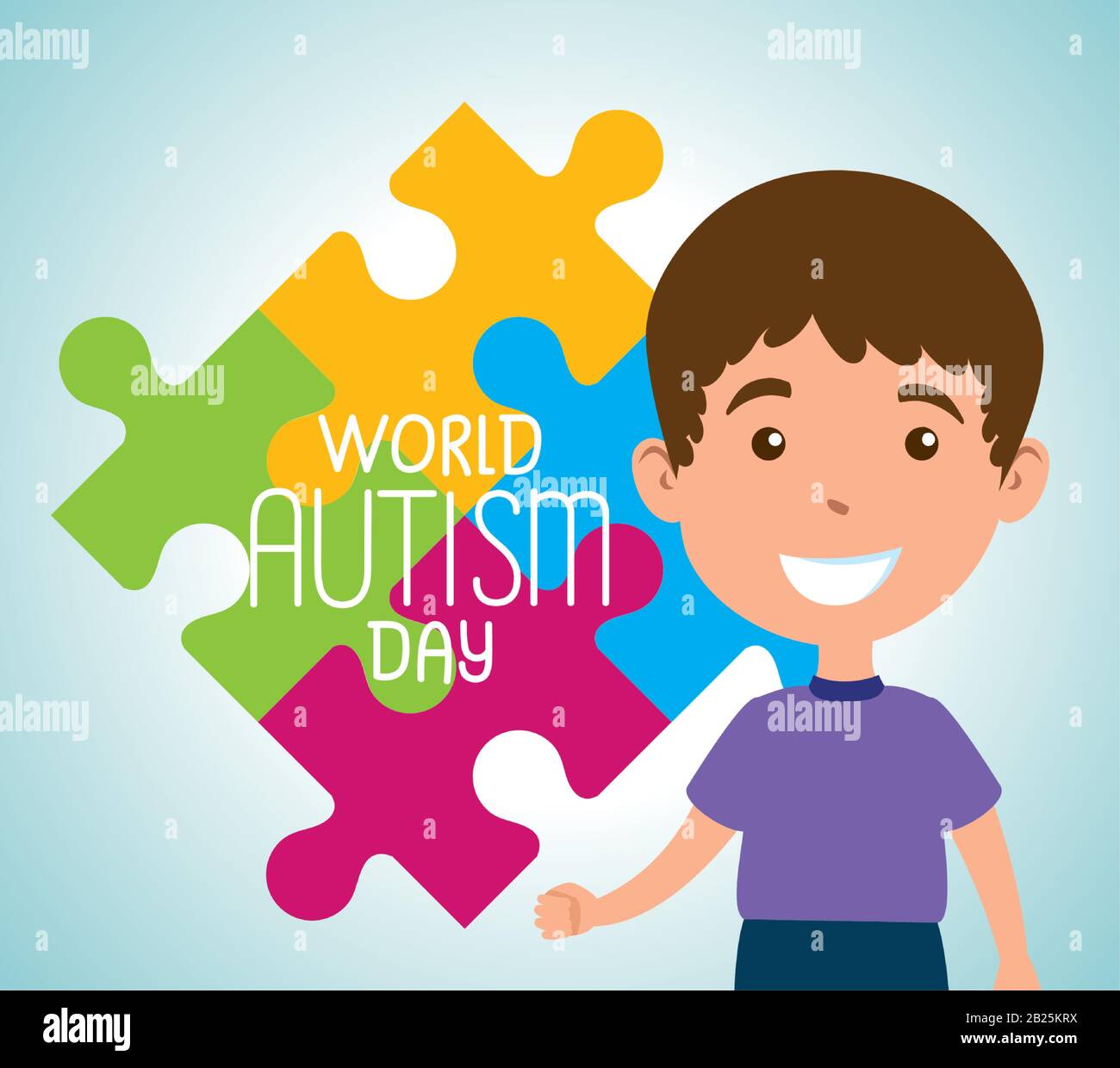 world autism day and boy with puzzle pieces Stock Vector Image & Art ...