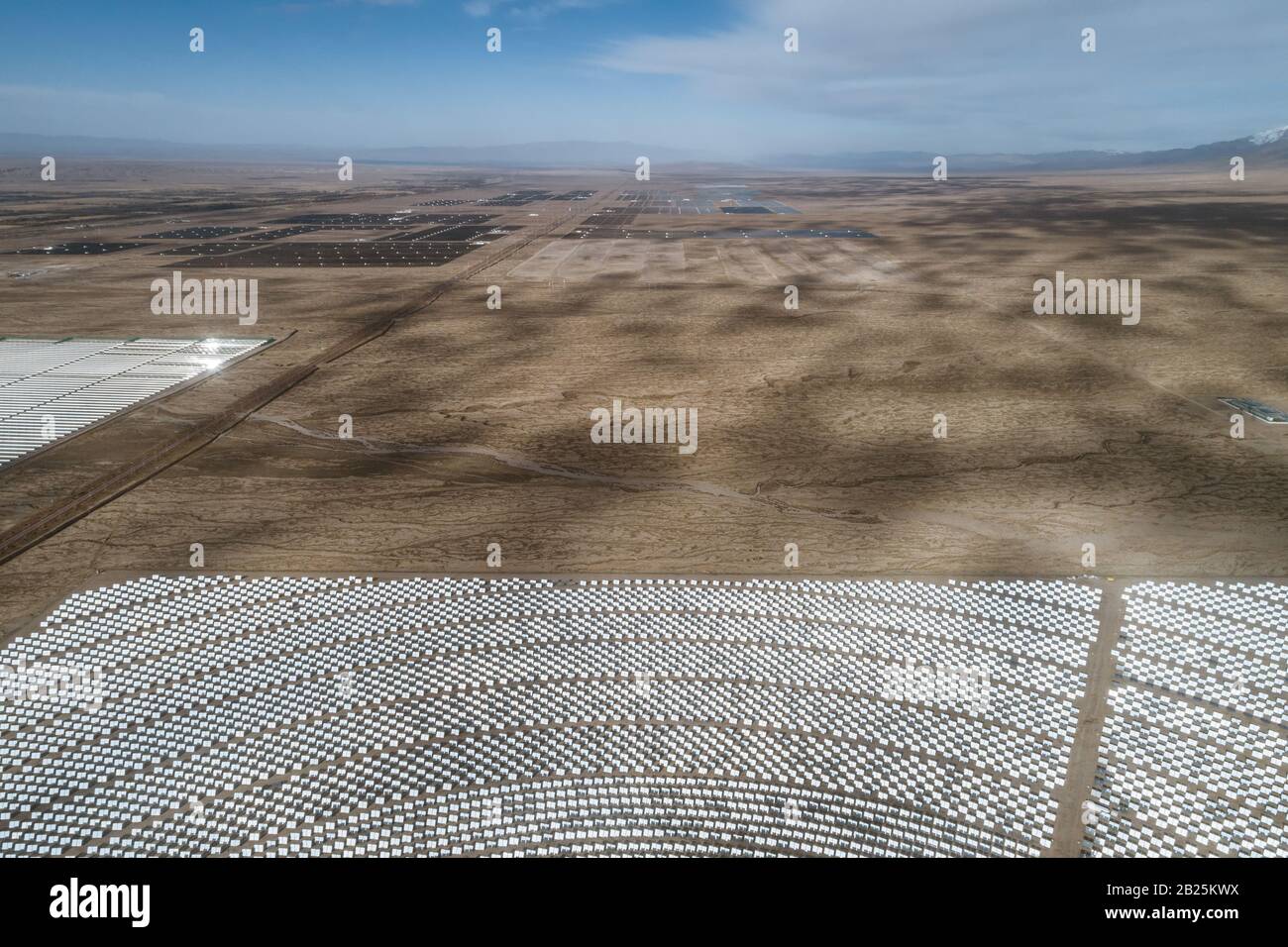 Aerial view of solar thermal plant Stock Photo - Alamy