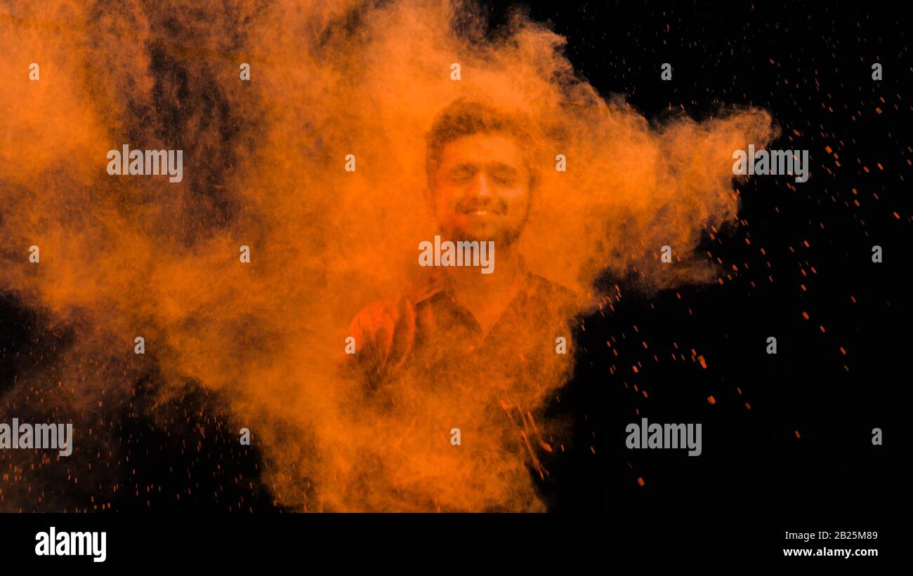 Young man in holi colors. holi is a festival of India. It is festival ...