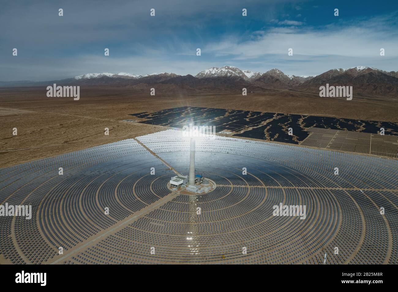Aerial view of solar thermal plant Stock Photo - Alamy