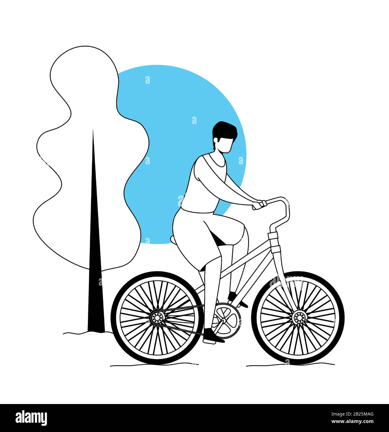 man riding bicycle in park landscape Stock Vector Image & Art - Alamy