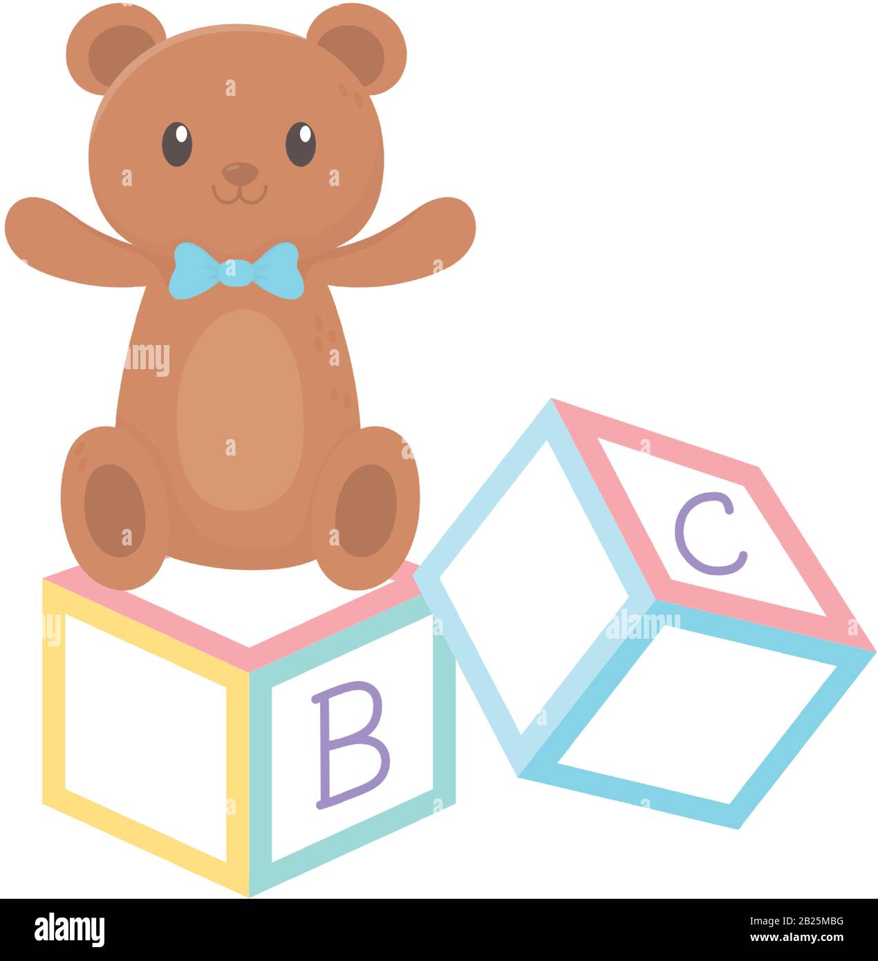 kids zone, alphabet blocks teddy bear toys cartoon vector illustration ...