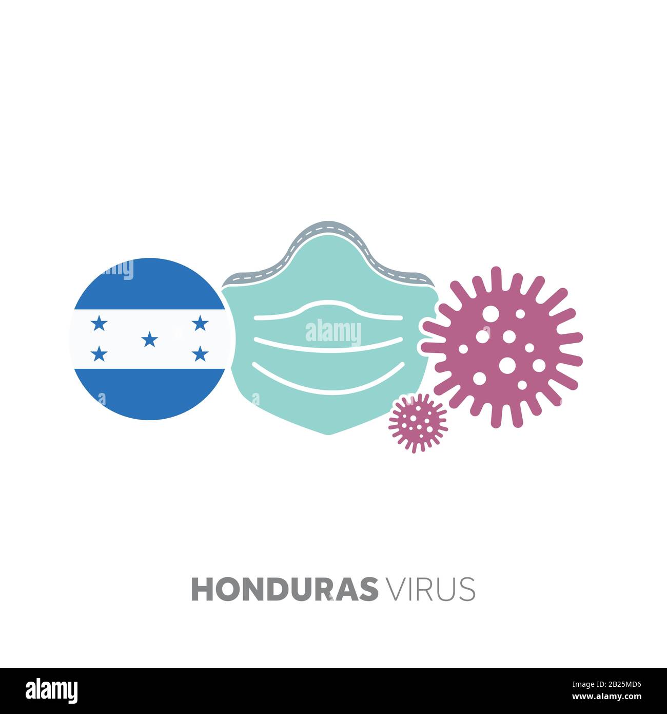 Honduras coronavirus outbreak concept with face mask and virus microbe ...