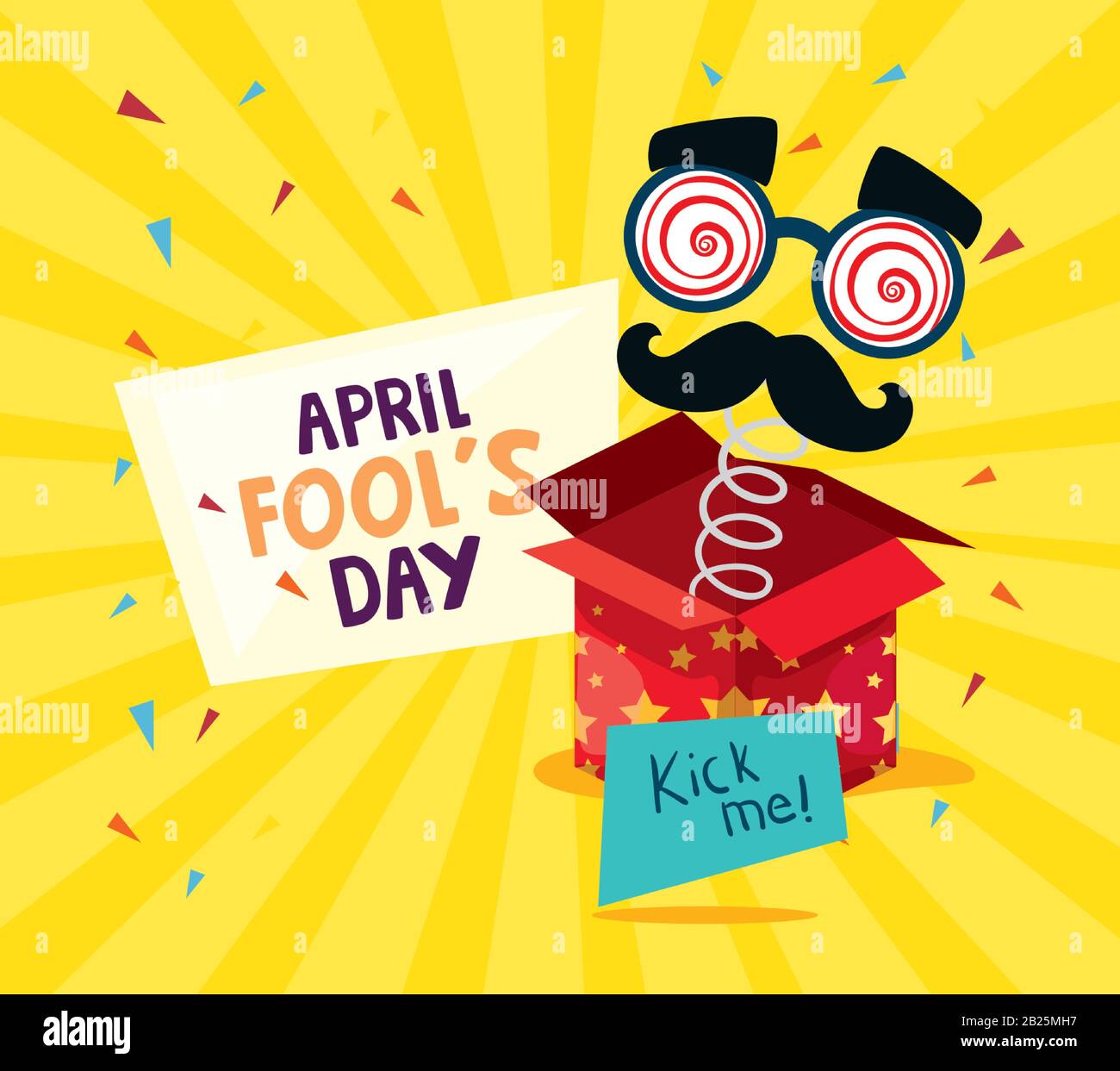 april fools day with surprise box and crazy mask Stock Vector Image ...