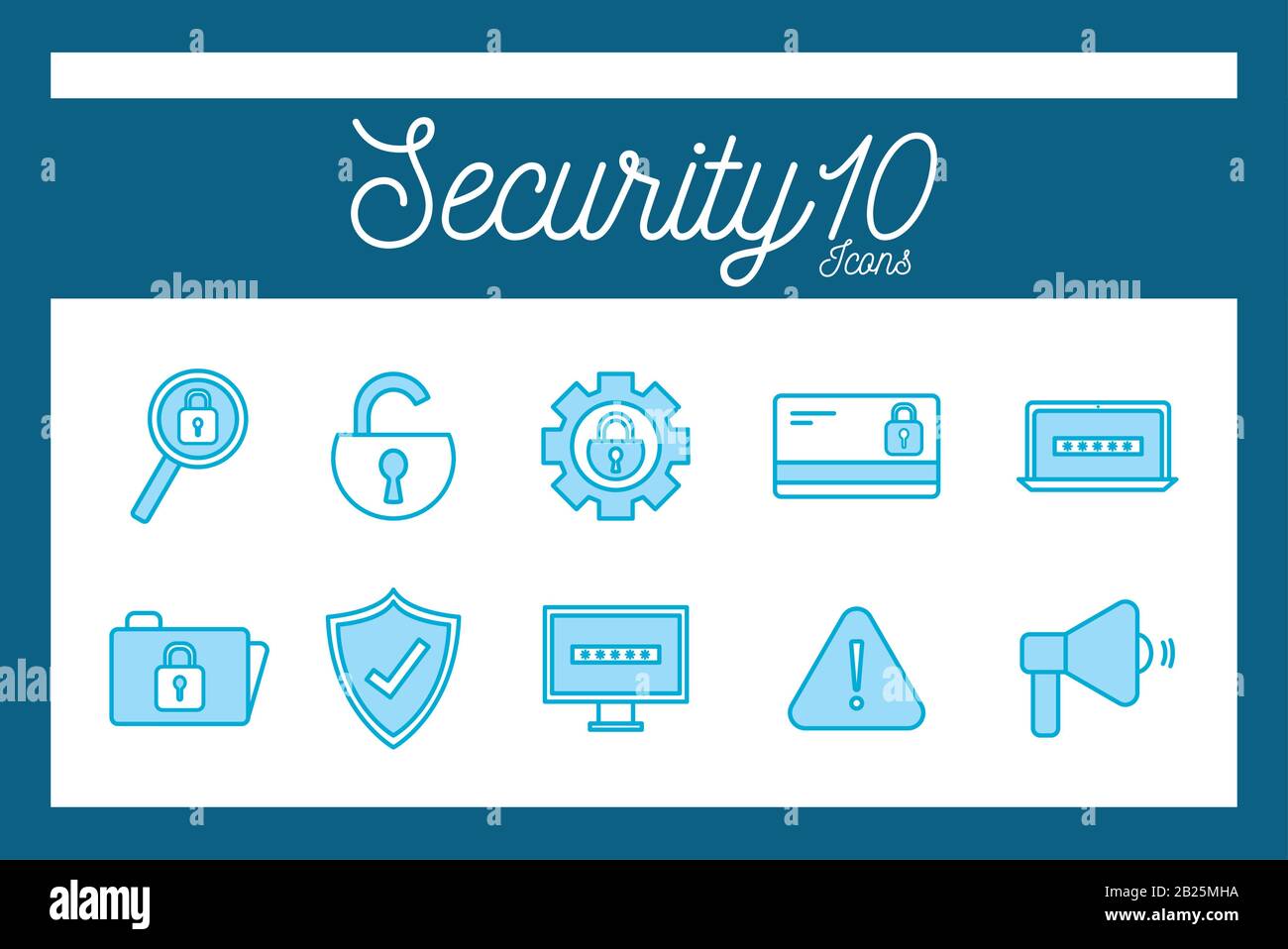 Isolated 10 security line and fill style icon set vector design Stock ...