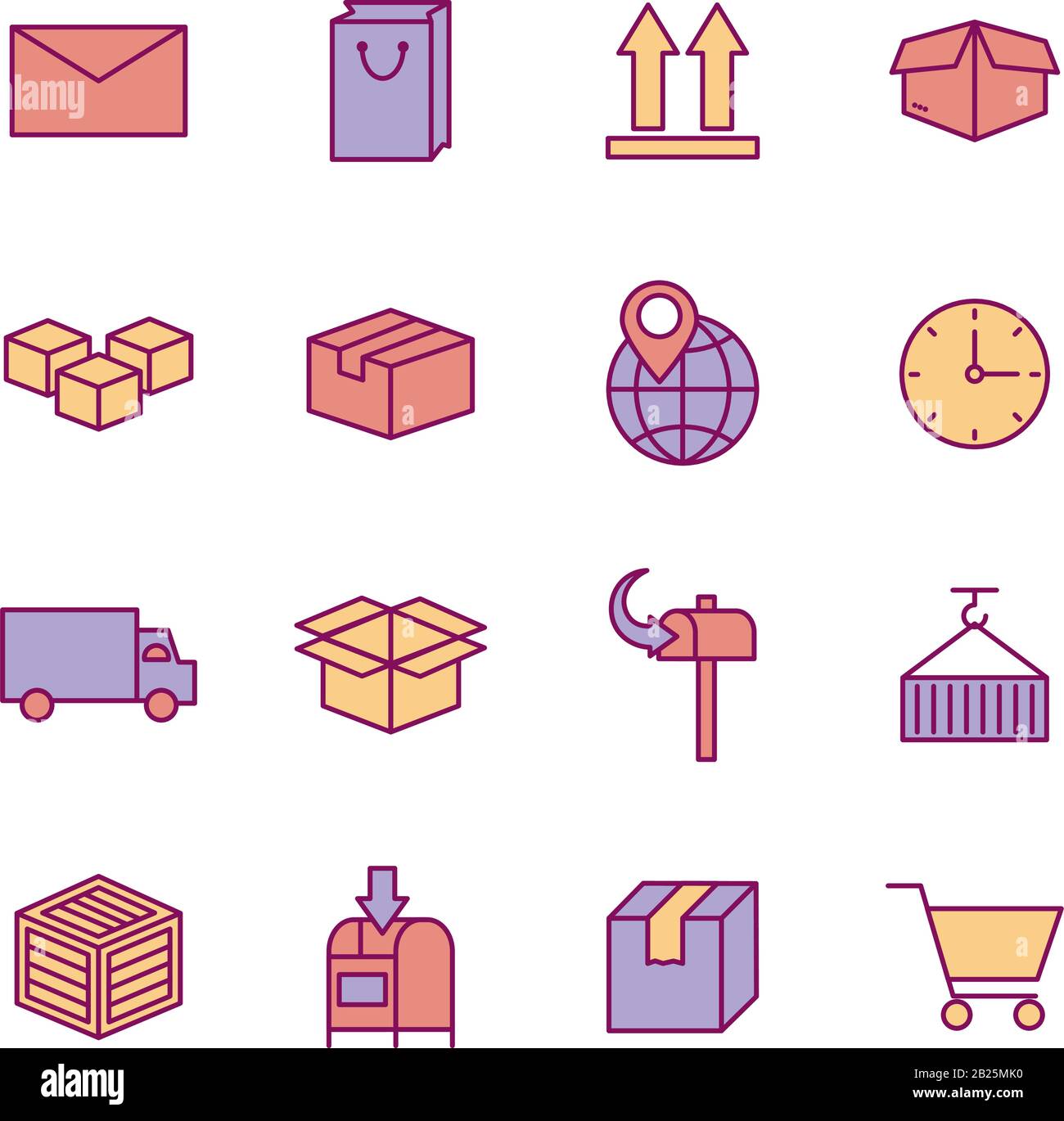 Isolated delivery line and fill style icon set vector design Stock ...