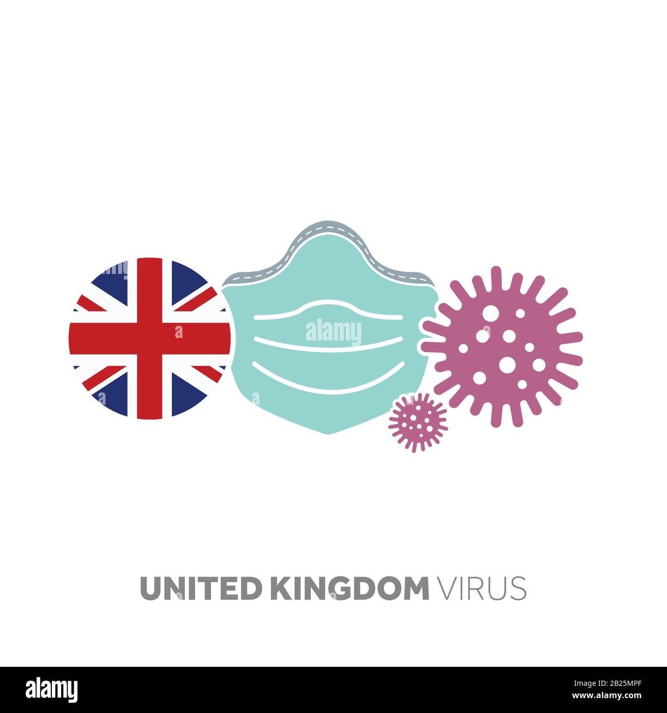 UK coronavirus outbreak concept with face mask and virus microbe Stock ...