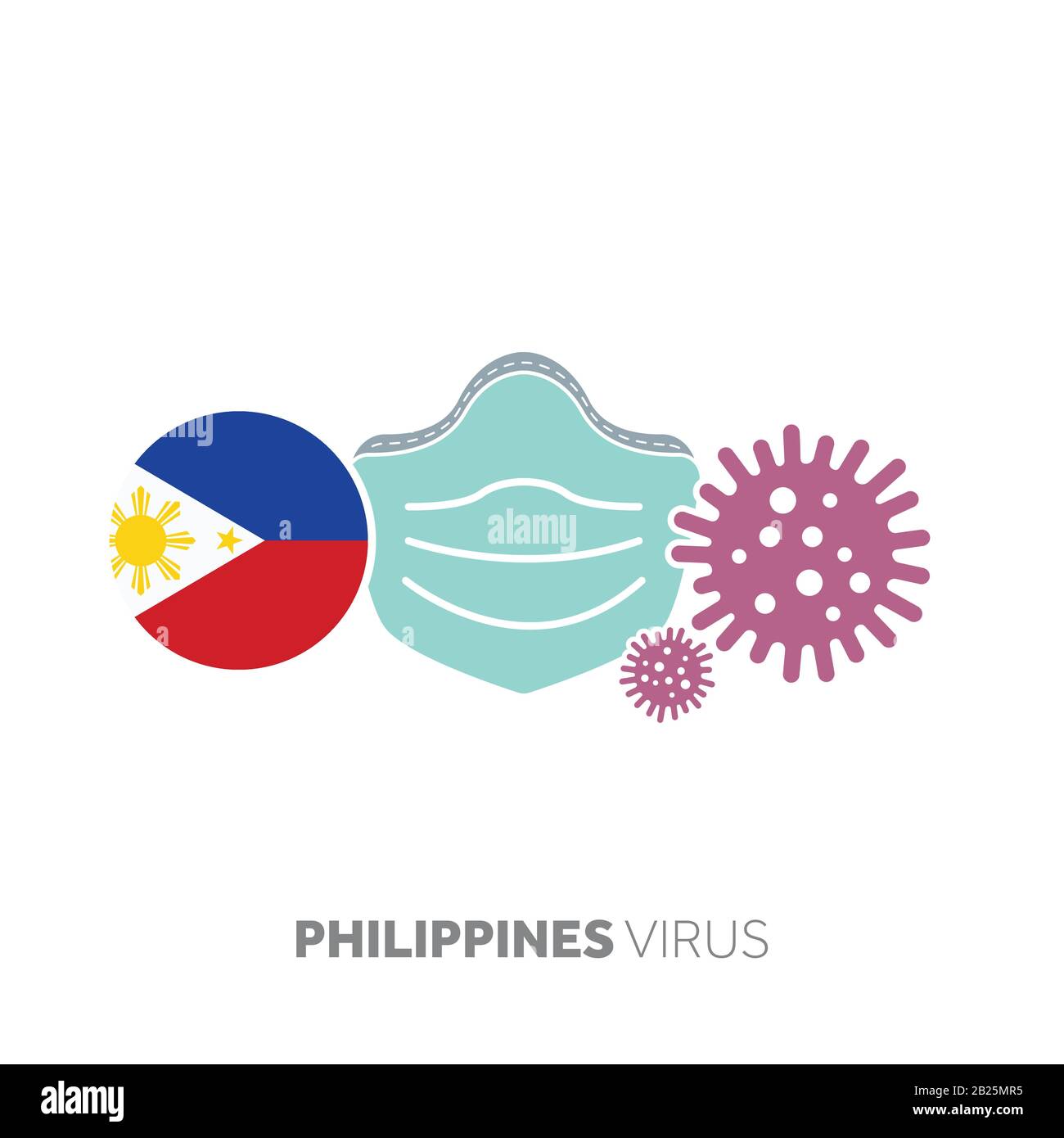 Philippines coronavirus outbreak concept with face mask and virus ...